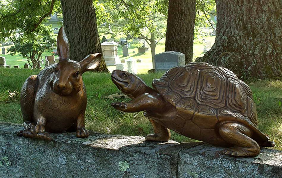 Rabbit & Turtle Sculpture - Robert Shure, Sculptor